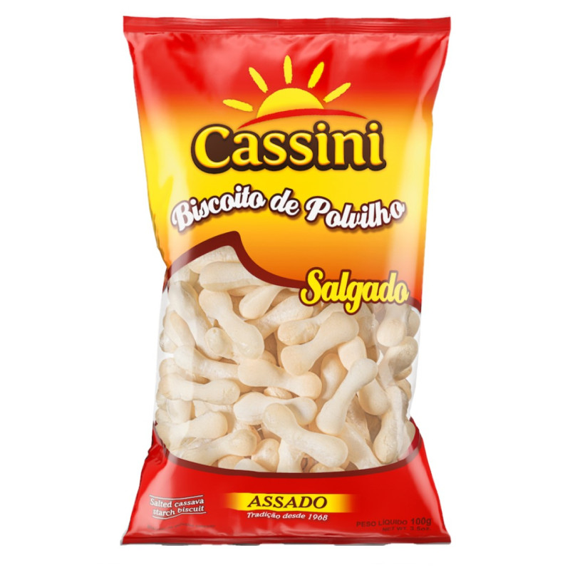 BISCOITO DE POLVILHO SALGADO CASSINI 100GR - CX COM 25 UN | Comercial Souza Atacado